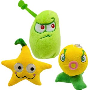 suyudian 3 pcs pvz plant and zombies plush plants sets 1 2 stuffed soft toys laser beans, star fruit, citron, pvz figure doll,great gifts for boys and girls new