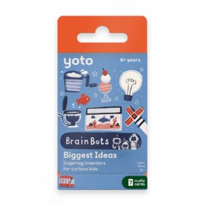 yoto brainbots: biggest ideas – 7 audio cards for use with player & mini all-in-1 audio device, educational & screen-free listening with fun stories for learning & interactive quizzes, ages 6+