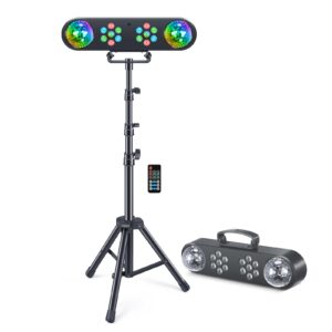 dj lights with stand, telbum party bar light set, mobile stage lighting system sound activated led par lights, for move band disco wedding halloween christmas (rgb)