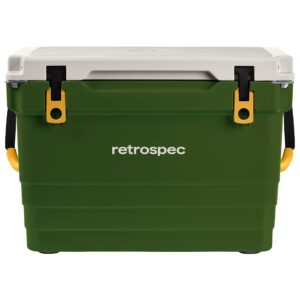 retrospec palisade rotomolded 45 qt cooler - fully insulated portable ice chest with built in bottle opener, tie-down slots & dry goods basket - large beach, camping & travel coolers - coastal blue