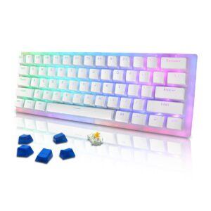 xvx womier 60% percent keyboard, wired mechanical gaming keyboard, k61 pro hot swappable dual rgb backlit keyboard, with pudding keycaps gaming keyboard, pro driver/software supported - yellow switch