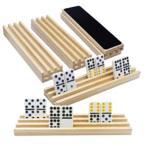 yuanhe wooden domino racks/trays set of 8, domino tiles holders