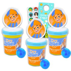 blippi arts and crafts set - blippi party favors bundle with 3 blippi molded figure stamper & dough plus stickers and more | blippi kiddy dough kit