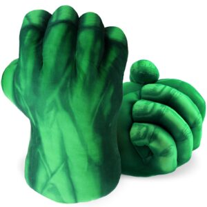 xymtoy superhero toys incredible smash hands soft plush superhero gloves, superhero costumes for kids toddlers boys 3+ gift for cosplay, halloween, christmas, birthday - 1 pair, green