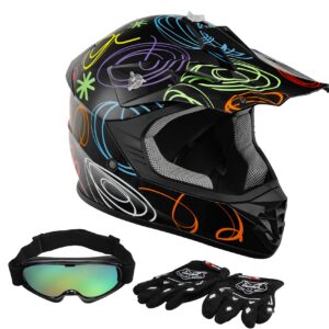 dot youth kids atv motocross offroad street helmet full face motorcycle off-road atv helmet dirt bike motocross helmet+gloves+goggles