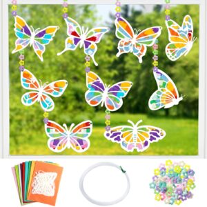 18 pieces suncatcher kit for kids butterfly suncatcher kit tissue paper butterfly suncatcher craft spring summer window art kit with 18 tissue paper for spring summer craft diy butterfly party favor