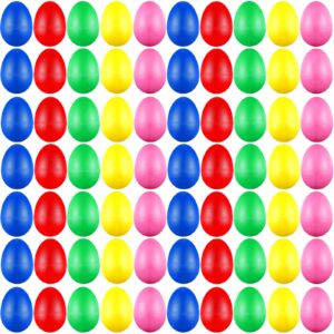 100 pieces egg shakers musical instruments percussion maracas egg for kids toys plastic easter shaker for learning diy painting, classroom music, rhythm(5 color)