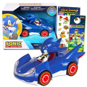 sonic toys the hedgehog toy race car set - sonic gift bundle with sonic pull back racecar plus stickers and more (sonic race car set), sonic racecar set (sonic racecar set)