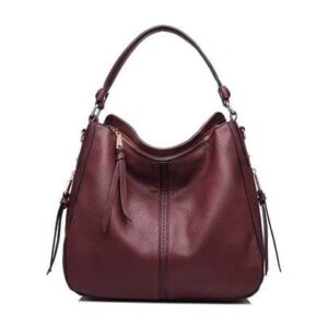 handbags for women large designer ladies hobo bag bucket purse faux leather (wine)