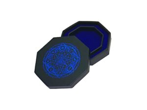 tiny gremlin octagonal dice tray (blue with design)