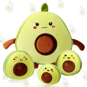 4 pieces soft pillow stuffed toy food pillows fruit plush pillow kids' plush toy pillows fruit hugging cushion for home bedroom office supplies (avocado)