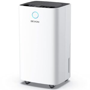 seavon 30 pint dehumidifiers for 2000 sq. ft home basement with drain hose, dehumidifier with auto and manual drainage,12 hours timer, child lock, dry clothes, intelligent humidity control for bedroom