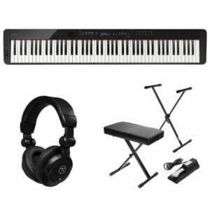 casio px-s3100 privia 88-key digital piano keyboard with touch response, black bundle with h&a studio headphones, stand, bench, sustain pedal