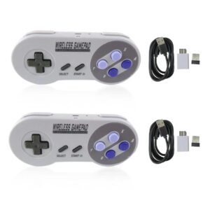 2 packs 2.4 ghz wireless usb controller for snes super classic games, retro usb pc controller for windows pc mac linux genesis raspberry pi retropie emulator