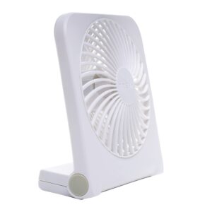 treva 5-inch usb and battery powered desk fan with two cooling speeds and adjustable tilt, small usb fan cubicle accessories durable and long lasting (white)