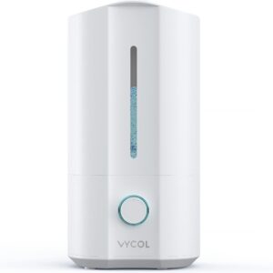 vycol humidifiers for bedrooms, 4l ultrasonic top fill cool mist humidifier for large room, plants, super quiet, lasts up to 65 hours, auto shut-off air vaporizer for baby, kids & nursery white