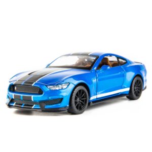 wakakac diecast car1/32 shelby gt350 model car pull back collectible toy car with sound and light toy vehicle for boys adults gift (blue)