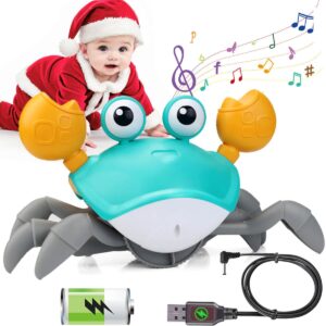 hlxy crawling crab toys for babies tummy time toy with music and light dancing walking moving toy infant baby toys 3-6 months to 6-12 months boys girls toddler