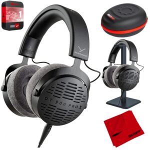 beyerdynamic 737704 dt 900 pro x open-back studio headphones for mixing & mastering bundle with 1 yr cps enhanced protection pack, deco headphone case, headphone stand & microfiber cleaning cloth