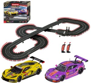 carrera digital electric slot car racing track set includes two cars & two dual-speed, d124 born to perform