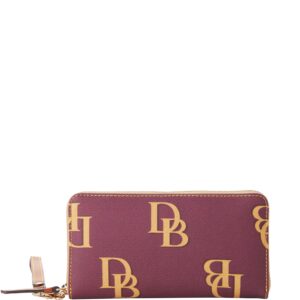 dooney & bourke handbag, monogram large zip around wristlet - wine