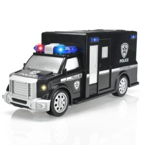 cykt 3-7 year old boy police car toy, led music electric universal wheel police car toy, 3-10 year old boy and girl police car toy gift