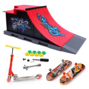 epogg mini finger skateboard ramp set, skate park kit ramp with tools for fingerboards training props interactive freestyle skate game, finger skateboards for adults & kids