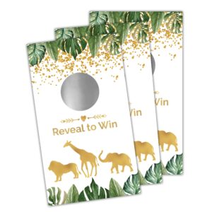 bella and bentley novelty safari jungle baby shower party games activity scratch off game cards - lottery raffle tickets (32 pack)