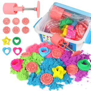 4 color magic sand set beach toys - hovocel kids' sand art kits， molds and tray for girls and boys - ideas for children activities age 6+