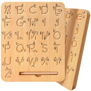 ruizhuo wooden alphabet tracing board, double-sided wood letters tracing tool learning to write abc educational montessori toys game gift