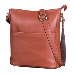 leabags leather crossbody bag - vintage genuine buffalo leather handbag - messenger shoulder bag men women briefcase large milano brown for caramel