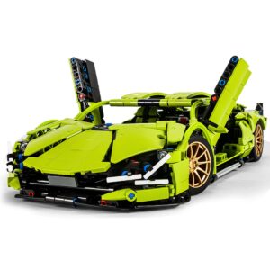 dahonpa green sports car moc building blocks kit, 1:14 scale sports car model toys(1268 pcs), static version, no power pack, gift for adults and kids