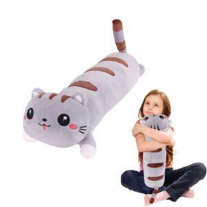 muiguiti cat stuffed animals cute plush kawaii stuff plushie body pillow room decor for teen girls boys birthday gifts toy (19.68 inch, gray)