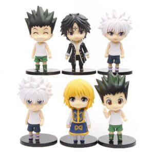 toysclubus set of 6 pcs hunter x hunter gon freecss killua zoldyck kurapika chrollo lucilfer action figure set