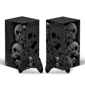 xbox series x skin stickers decal full body vinyl cover for microsoft xbox series x console and controllers - black skull