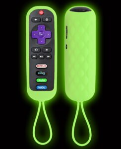 tokerse glow in the dark remote cover compatible for tcl roku rc280 rc282 tv remote - anti slip silicone protective cover case wrist strap compatible with tcl roku tv remote control - glow green