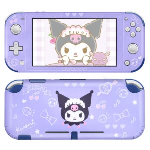 dlseego switch lite skin sticker little devil rabbit full wrap protective decal cute cartoon anime vinyl console joy con cover - purple