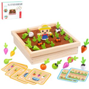 montessori toys wooden carrot farm growing harvest toy for toddler color memory sorting radish planting games for developing fine motor skill (radish planting)