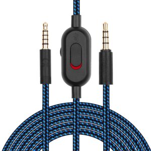 g433 cable, braided replacement extension cord with mic mute volume control clip for logitech g433 g233 g pro x gaming headset - blue