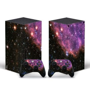 xbox series x skin stickers decal full body vinyl cover for microsoft xbox series x console and controllers - purple starry sky