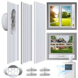 ac window vent kit portable air conditioner window kit for sliding window, ac vent kit with coupler window seal for ac unit,ac window seal parts adjustable length from 16.9"to 46.5" fit for 5.1”hose