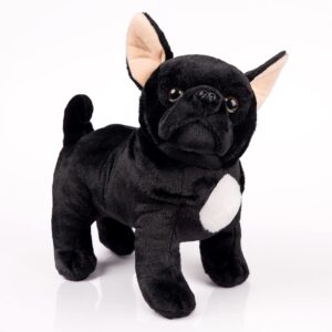 boni 12.5 inch black dog stuffed animal, french bulldog plush stuffed animals, birthday christmas day gifts for child