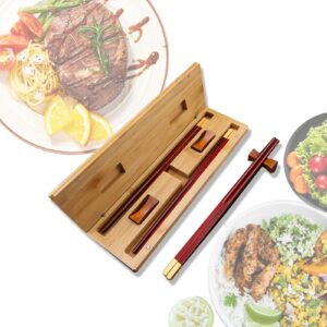 wooden chopsticks reusable bamboo chopsticks small gift boxes ，japanese korean chopstick with case，cooking wooden chopsticks suitable for father's day, mother's day