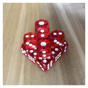 zym305 200pcs/lot 12mm acrylic transparent red dice white point dice hexahedron fillet entertainment bar ktv dice set games dice (color : 12mm)