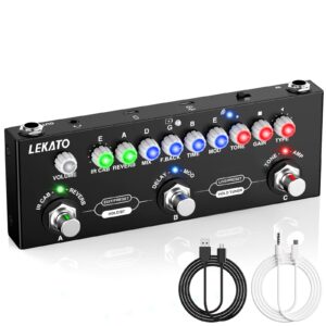 lekato multi effects guitar pedal, with ir loading 9 amp models, delay reverb distortion overdrive pedal, rechargable electric guitar effects multi pedal support recording,bluetooth 5.0