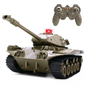 remote control tank for kids, m41a3 american army battle tank, programmable rc tanks with lights & realistic sounds, rc military all terrain off-road vehicles, great gift tank toy for boys