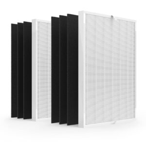 valzone 2 packs upgraded velcro 115115 replacement filters a compatible with winix plasmawave c535, 5300-2, p300, 5300, 6300, 5300-2, 6300-2 air purifier, 2 true hepa filters & 6 carbon pre-filters