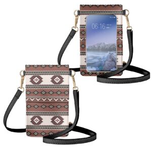 wellflyhom aztec cell phone purse crossbody bag for women, southwestern style, polyester, 11cm x 20cm, 140g