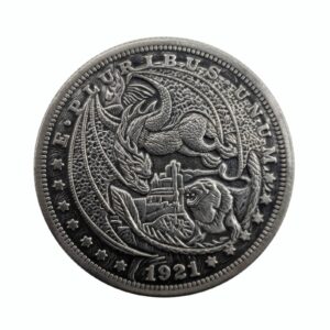 dragon lion battle antique coin hobo nickel antique silver plated collectionchallenge coin