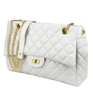 rejolly quilted shoulder bags for women pu leather ladies crossbody handbag stylish envelope purse with chain strap (cream white)